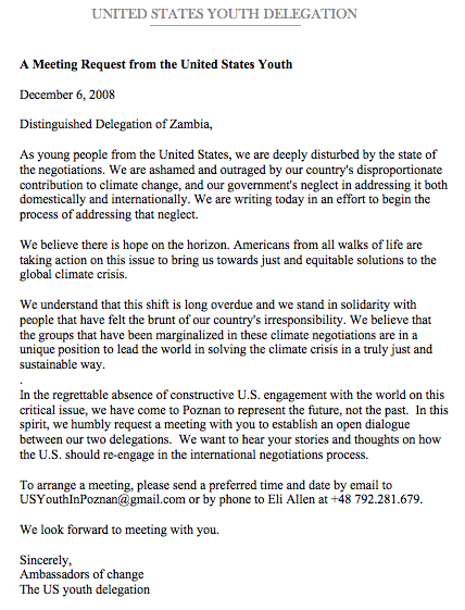 U.S. Youth Lead where U.S. State Dept Won't in UNFCCC Negotiations ...